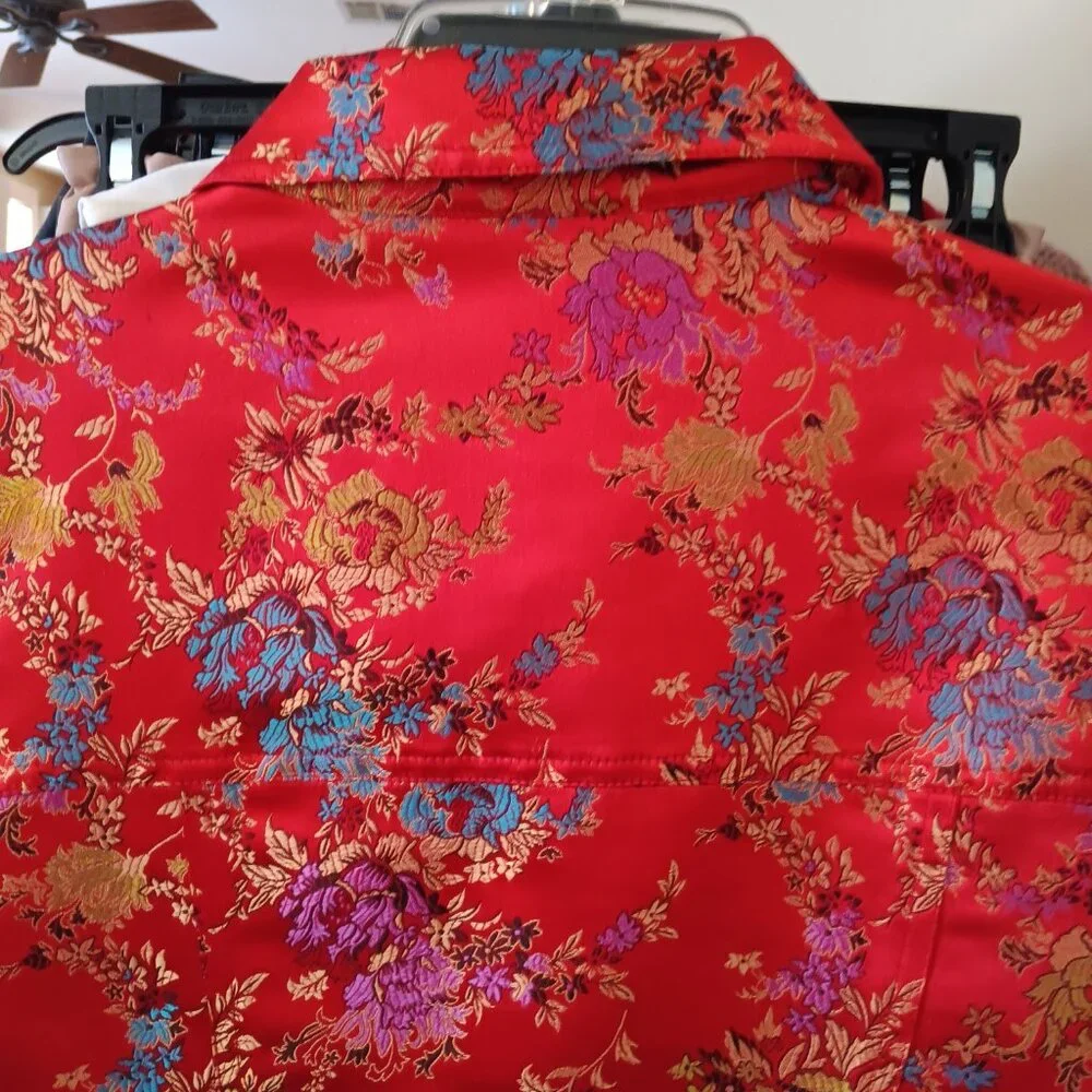Spenser Jeremy | Jackets & Coats | Japanese Flower Blossom Red Satin ...